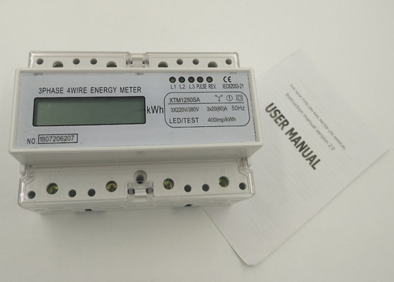 Ten Pole Width DIN Rail Energy Meter Three Phase Din Rail Mounted Power Meter