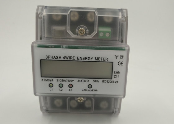380V 3 Phase 4 Wires DIN Rail Energy Meter LCD Display KWH Energy Meter